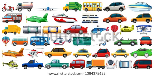 Ensemble d'illustrations de véhicules de transport : image vectorielle ...