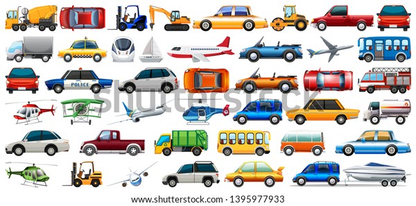 Set Transportation Vehicle Illustration Stock Vector (Royalty Free ...