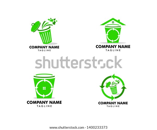 Set Trash Bin Logos Design Template Stock Vector (Royalty Free) 1400233373