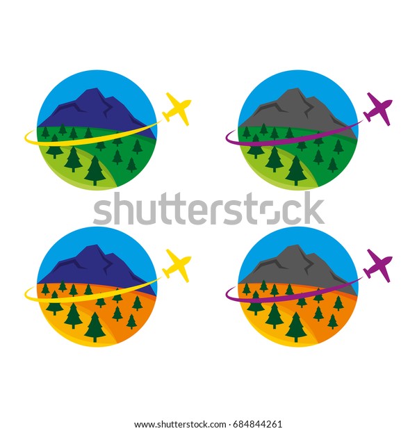 Set Travel Nature Icons Stock Vector (Royalty Free) 684844261 ...