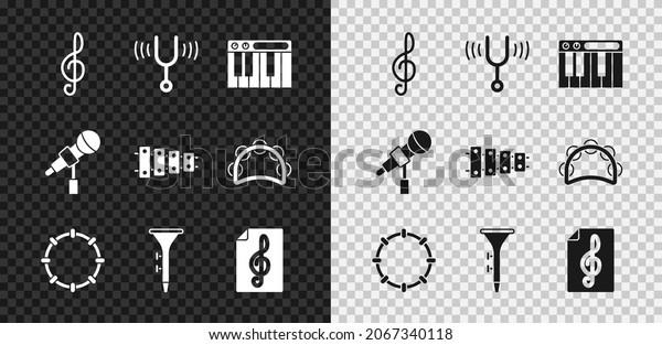Set Treble Clef Musical Tuning Fork Stock Vector (Royalty Free ...
