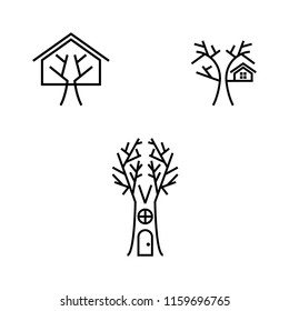 Set Tree House Icons Stock Vector (Royalty Free) 1159696765
