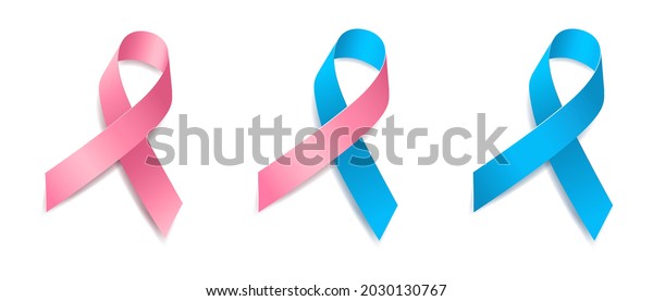 Set Tree Pink Blue Ribbon Awareness Stock Vector (Royalty Free ...