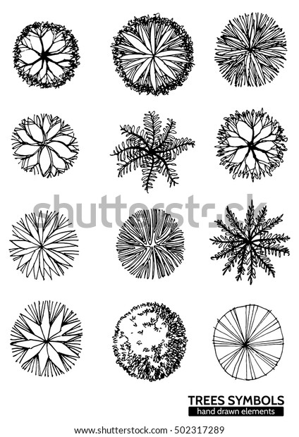 Set Trees Symbols Top View Use Stock Vector (Royalty Free) 502317289