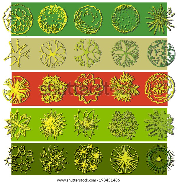 Un conjunto de símbolos de árbol,: vector de stock (libre de regalías ...