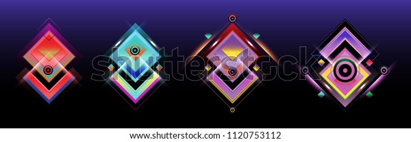 Set Triangle Gradient Geometric Background Light Stock Vector (Royalty ...