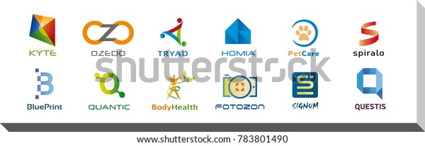 Set Twelve Icons Logo Designs Multiple Stock Vector (Royalty Free ...