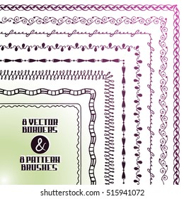 Set Twisted Vintage Borders Set Hand Stock Vector (Royalty Free ...