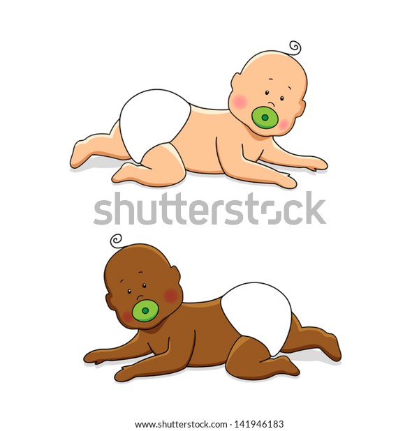 Set Two Babies Crawling Stock Vector (Royalty Free) 141946183 ...