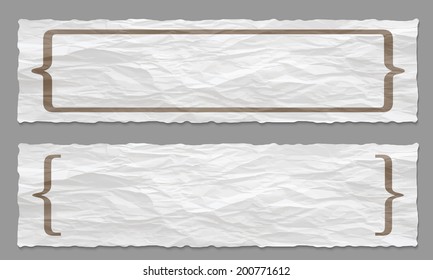Set Two Banners Crumpled Paper Brackets Stock Vector (Royalty Free ...