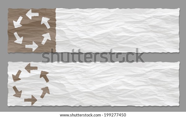 Set Two Banners Crumpled Paper Arrows Stock Vector (Royalty Free ...