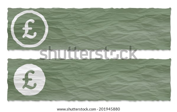 Set Two Banners Crumpled Paper Pound Stock Vector (Royalty Free ...