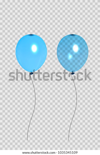 Set Two Blue Balloons Isolated On Stock Vector (Royalty Free ...