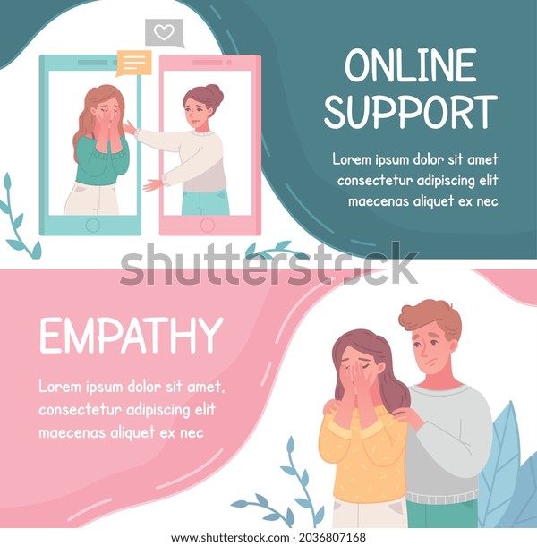 Set Two Empathy Cartoon Characters Horizontal Stock Vector (Royalty ...