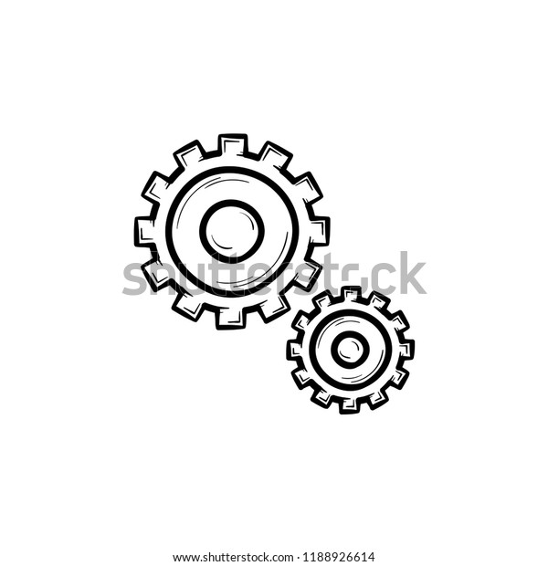 Set Two Gears Hand Drawn Outline Stock Vector (Royalty Free) 1188926614