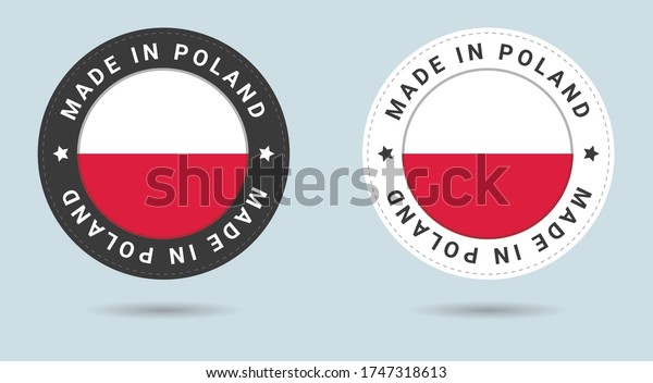 Set Two Polish Stickers Made Poland Stock Vector (Royalty Free) 1747318613