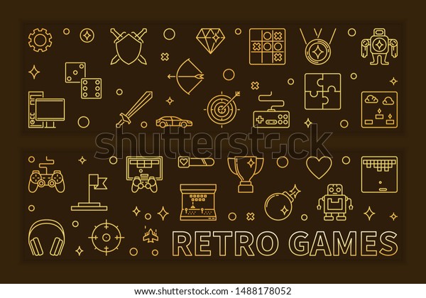 Set Two Retro Games Concept Outline Stock Vector (Royalty Free ...