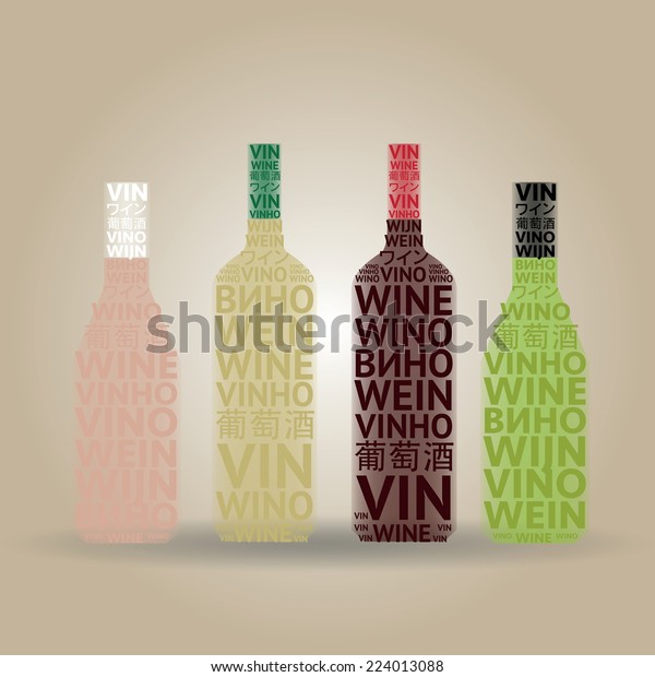 Set Typographic Wine Bottles Inscriptions Word Stock Vector (Royalty ...