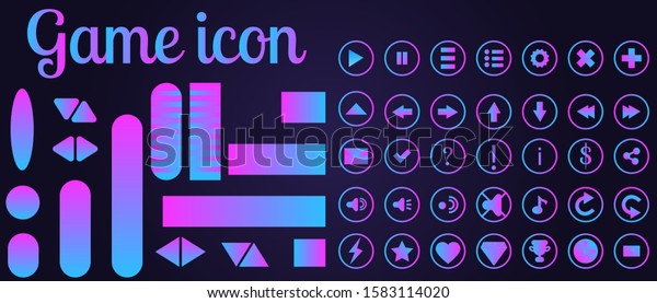 Set Ui Icons Gui Buttons 2d Stock Vector (Royalty Free) 1583114020 ...