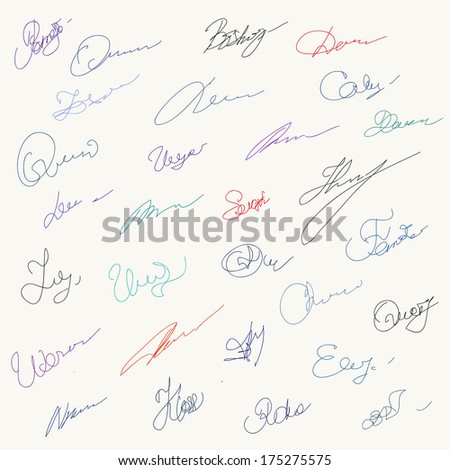 Set Unique Handwritten Signatures Stock Vector (Royalty Free) 175275575 ...