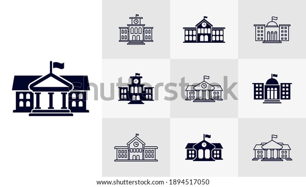Set University Building Icon Logo Vector Stock Vector (Royalty Free ...