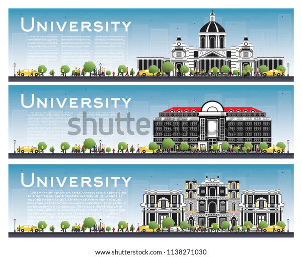Set University Campus Study Banners Vector Stock Vector (Royalty Free ...