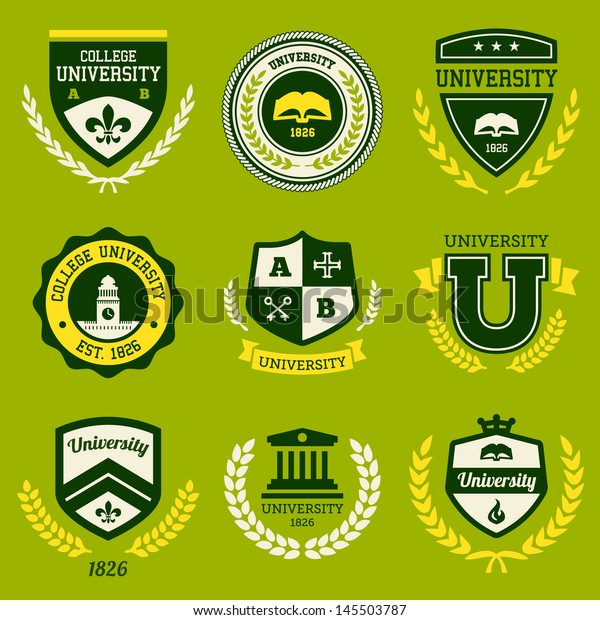 Set University College School Crests Logo Stock Vector (Royalty Free ...