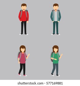 Set University Students Character Design Vector: vector de stock (libre ...