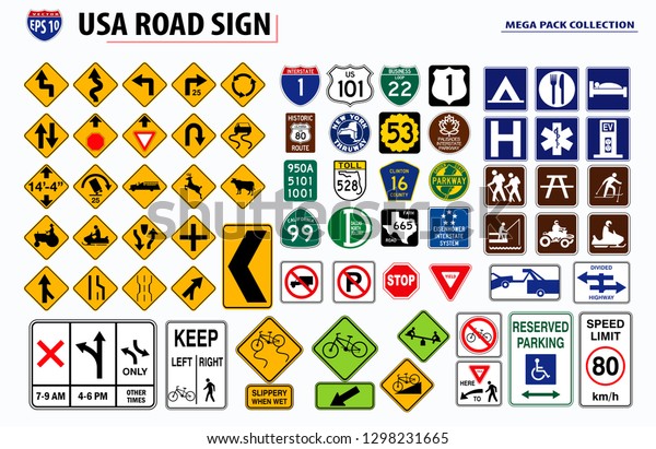 Set Usa Street Sign Eps 10 Stock Vector (Royalty Free) 1298231665
