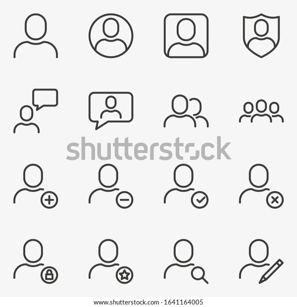 Set User Interface Avatars Line Black Stock Vector (Royalty Free ...
