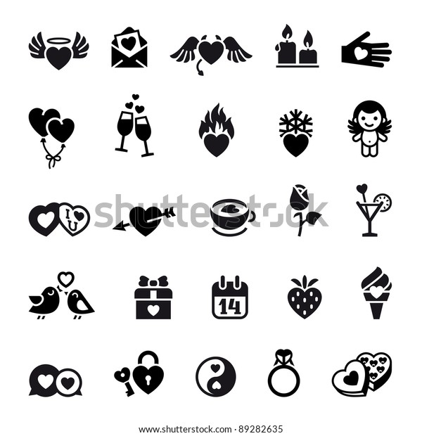 Set Valentines Day Objects Love Icon Stock Vector (Royalty Free) 89282635