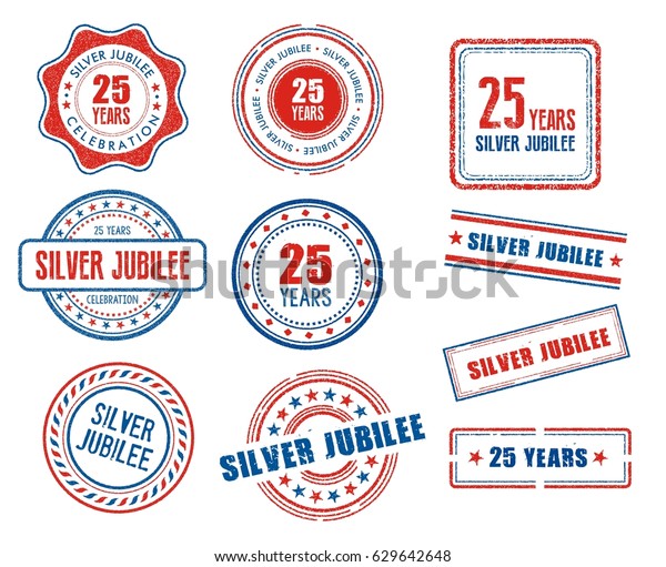 Set Various 25th Anniversary Silver Jubilee Stock Vector (Royalty Free ...