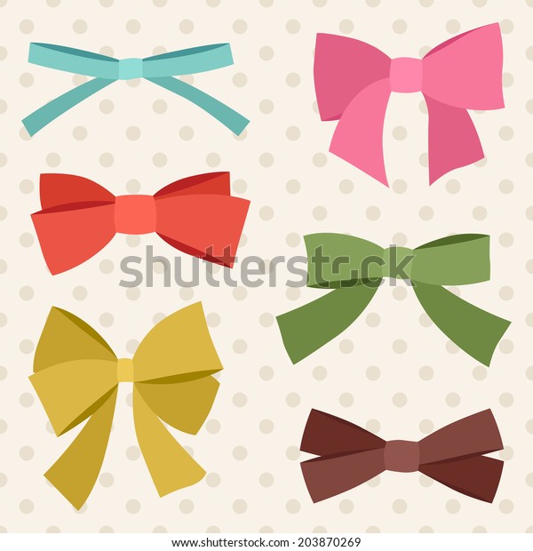 Set Various Abstract Bows Ribbons Stock Vector (Royalty Free) 203870269