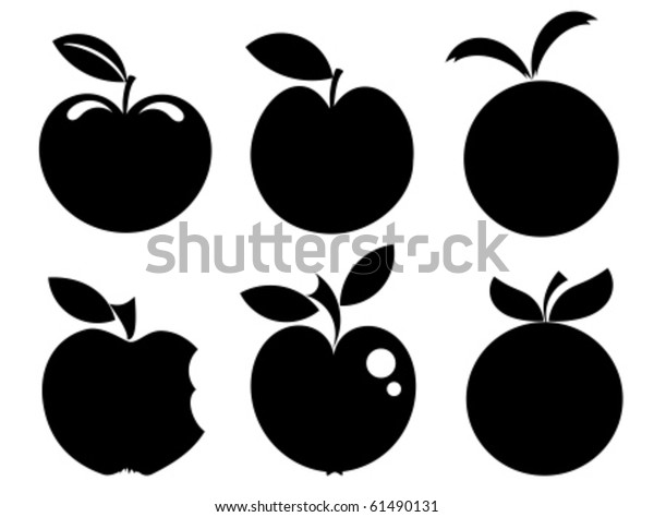 Set Various Apple Silhouettes Icons Vector Stock Vector (Royalty Free ...