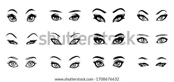 Set Various Beautiful Female Eye Shapes Stock Vector (Royalty Free ...