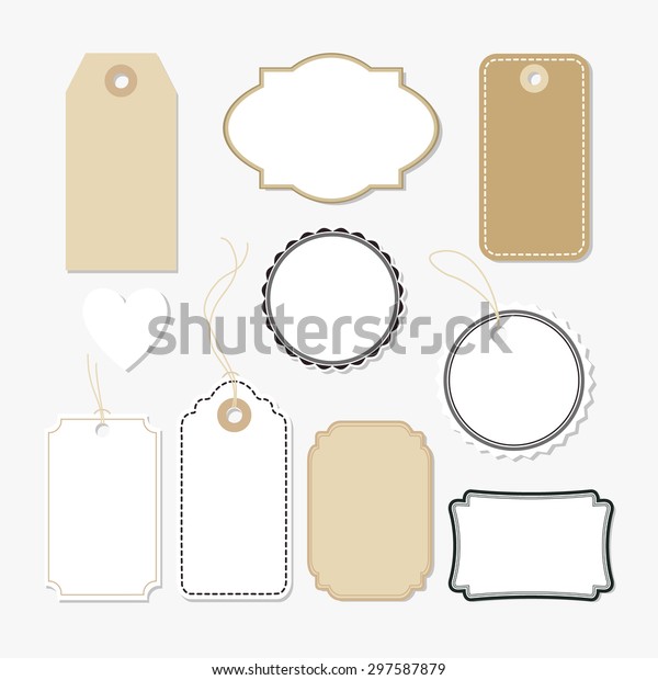 Set Various Blank Paper Tags Labels Stock Vector (Royalty Free) 297587879