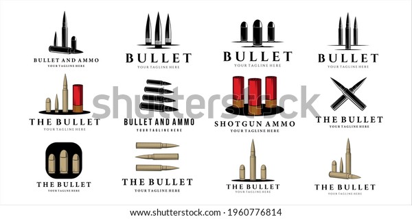 Set Various Bullet Ammo Logo Vintage Stock Vector (Royalty Free ...