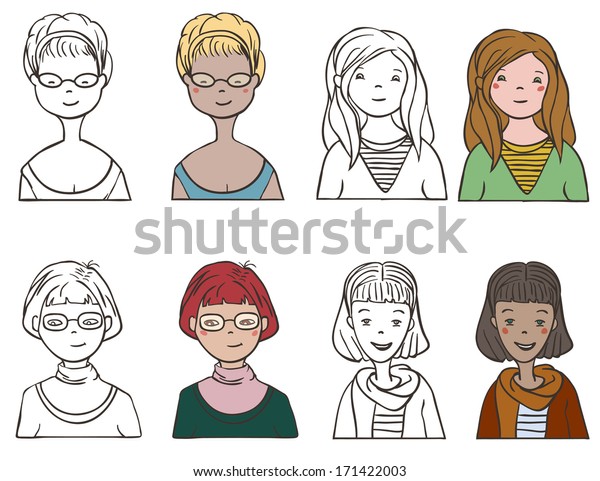 Set Various Cartoon Faces Illustration 库存矢量图（免版税）171422003 | Shutterstock