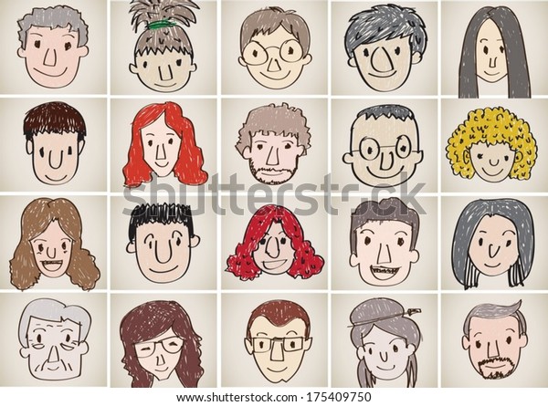 Set Various Cartoon Faces Illustration Stock Vector (Royalty Free ...