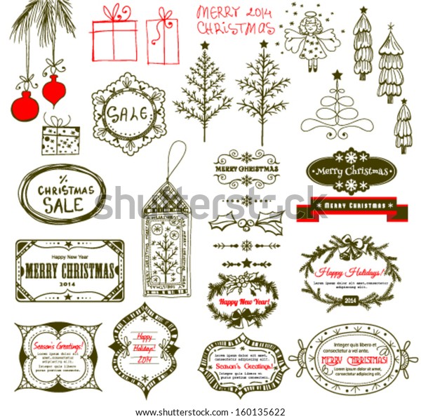 Set Various Christmas Related Objects Branch 库存矢量图（免版税）160135622 ...