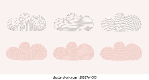 Set Various Clouds Line Design Stock Vector (Royalty Free) 2052764003 ...