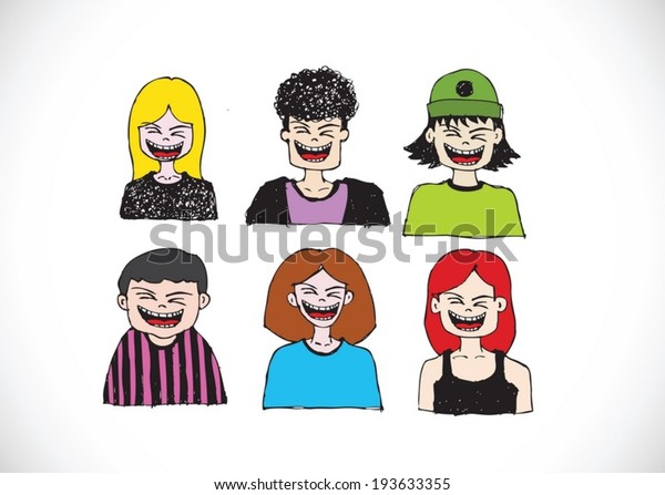 Set Various Emotions People Cartoon Faces Stock Vector (Royalty Free ...