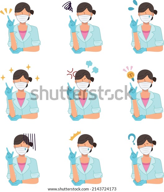 Set Various Facial Expressions Doctors Wearing: เวกเตอร์สต็อก (ปลอดค่า ...