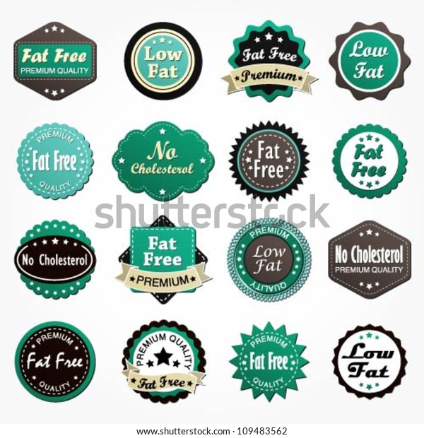 Set Various Fat Free Labels Stock Vector (Royalty Free) 109483562