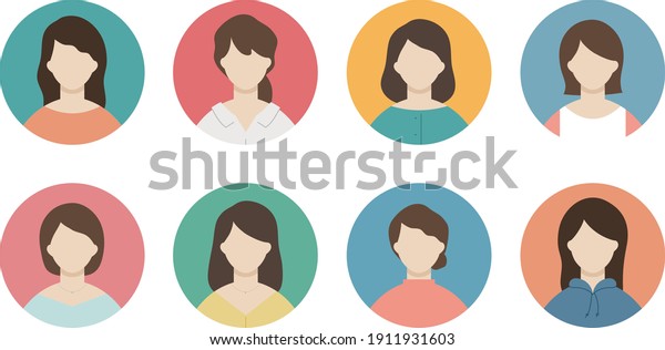 Set Various Female Round Frame Icons Stock Vector (Royalty Free ...