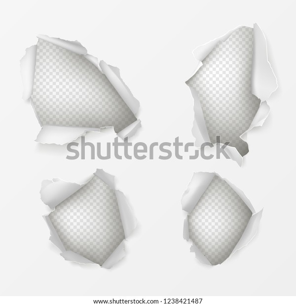Set Various Form Holes Ripped Edges Stock Vector (Royalty Free ...