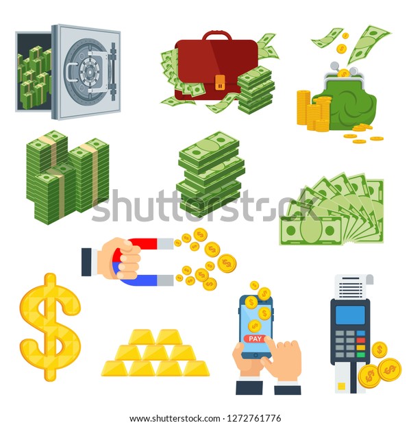 Set Various Kind Money Packing Bundles Stock Vector (Royalty Free ...