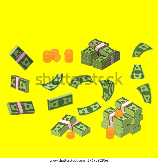 Set Various Kind Money Packing Bundles Stock Vector (Royalty Free ...