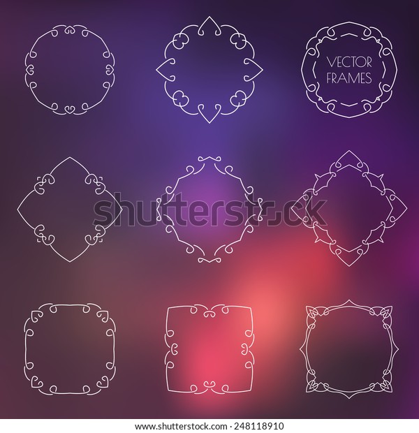 Set Various Outline Retro Vintage Frames Stock Vector (Royalty Free ...