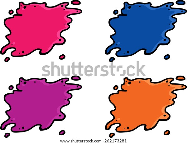 Set Various Paint Blotches Over White Stock Vector (Royalty Free ...